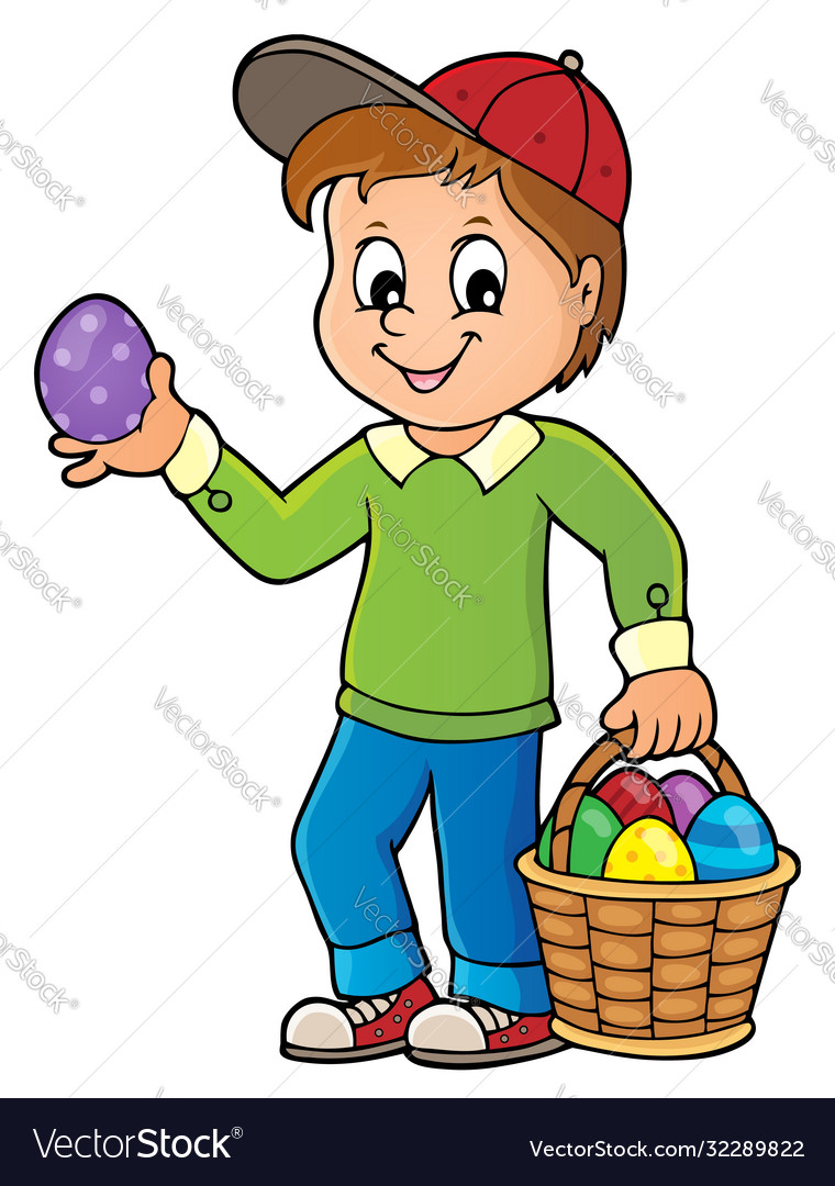 Boy with easter eggs theme image 1 Royalty Free Vector Image