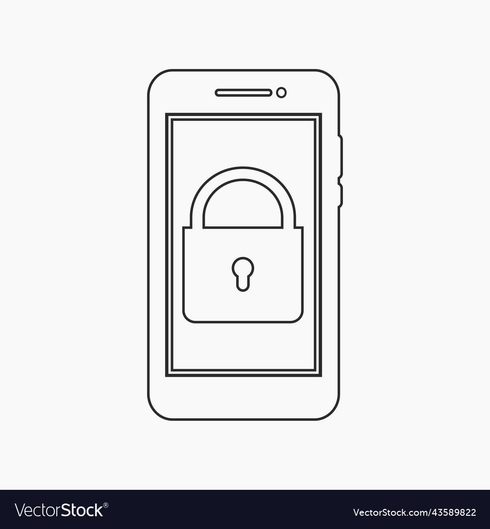 Computer security icon line style eps Royalty Free Vector