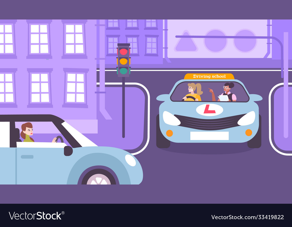 Driving school practice background Royalty Free Vector Image