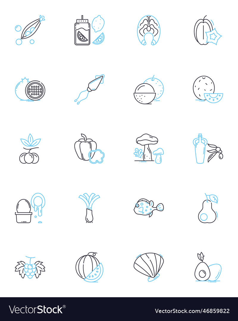 Environmental edibles linear icons set organic Vector Image