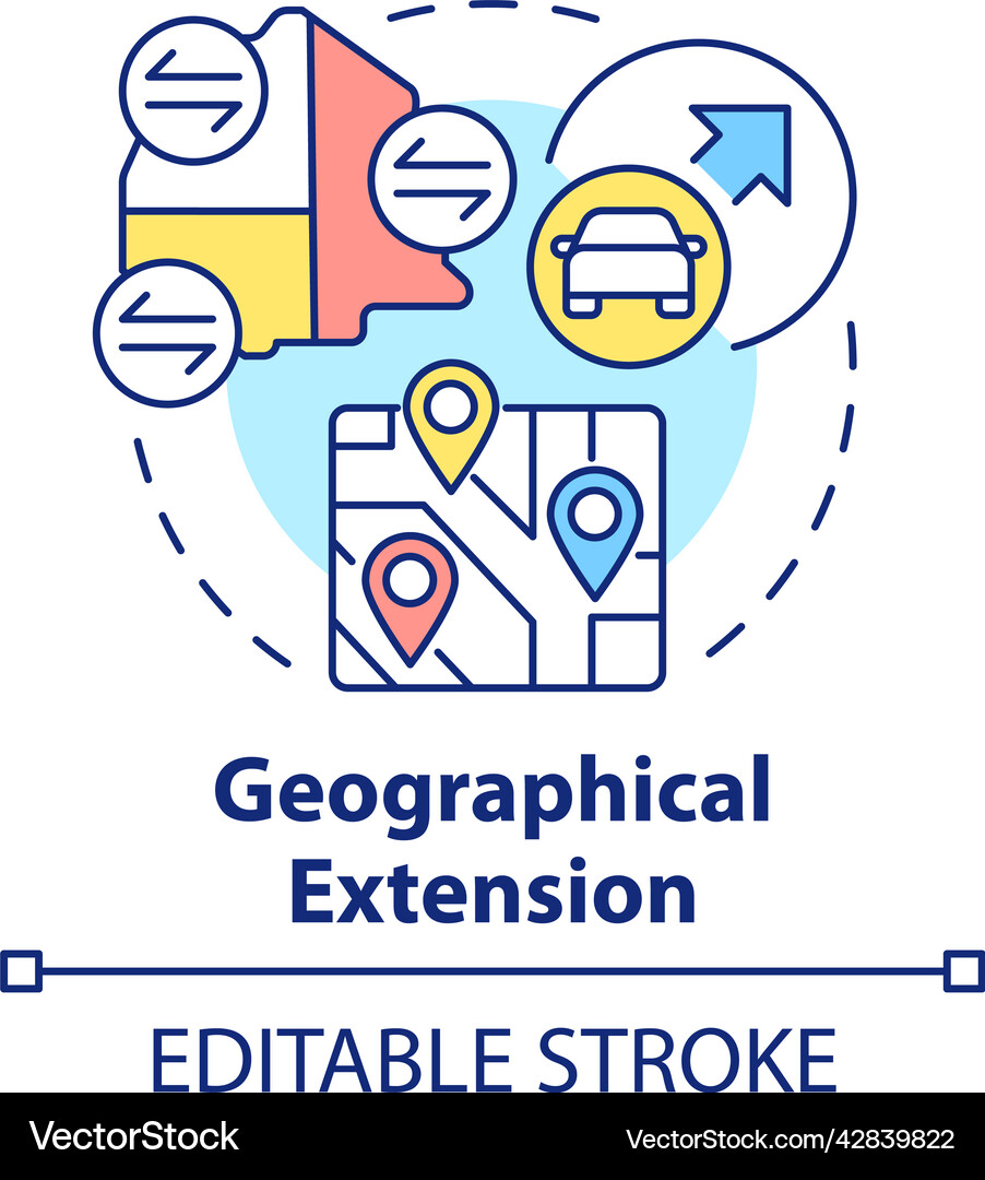 Geographical extension concept icon Royalty Free Vector