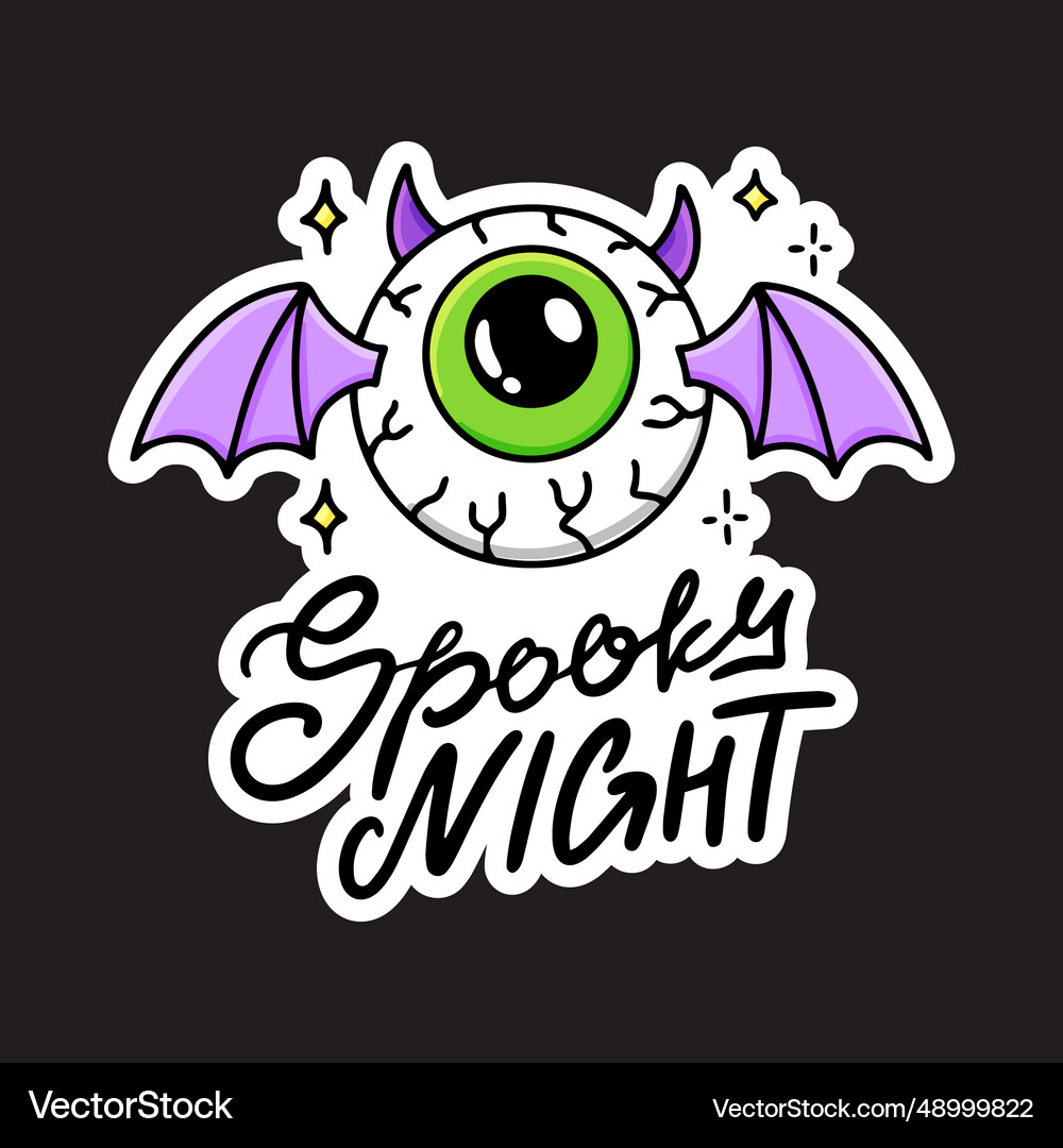 Halloween monster with wings human eye Royalty Free Vector