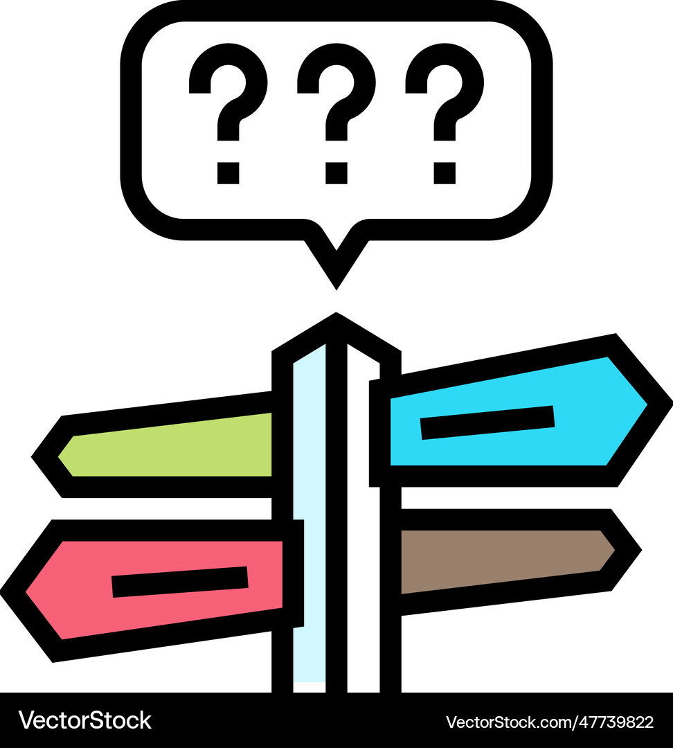 Lost direction sad mood color icon Royalty Free Vector Image