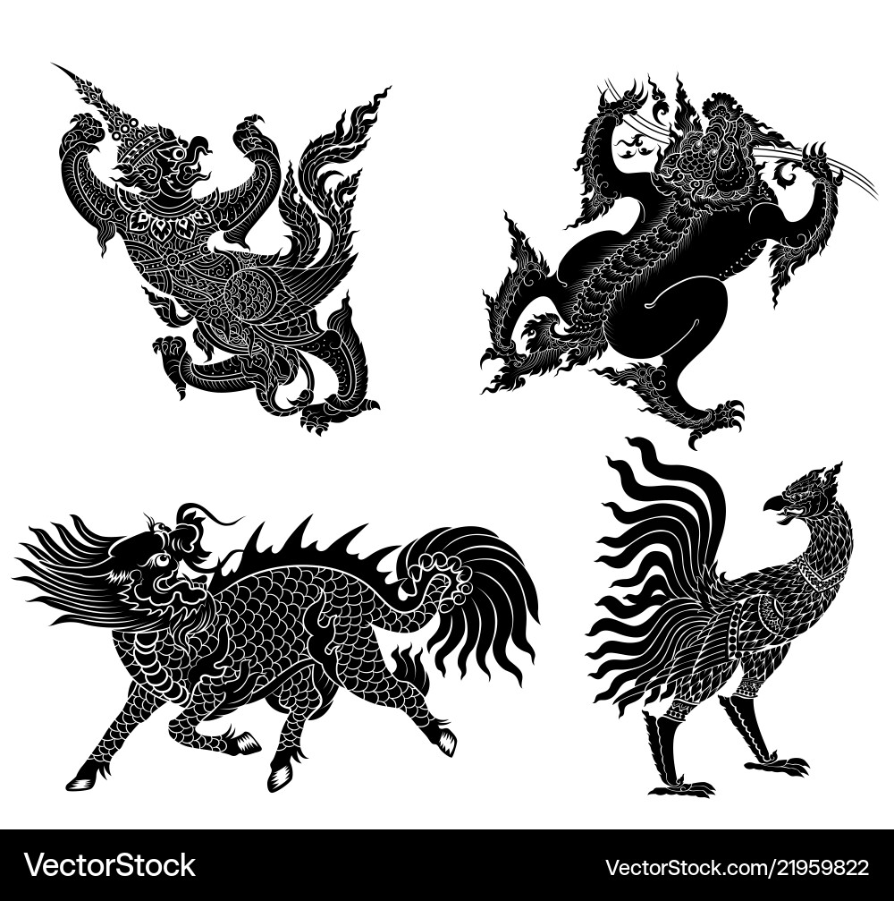 Monsters from asian literature Royalty Free Vector Image