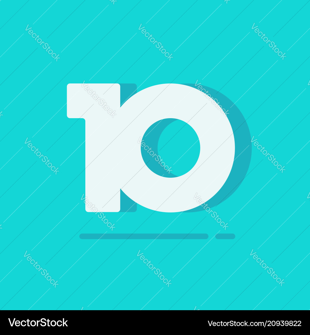 Number 10 symbol simple white ten text Royalty Free Vector