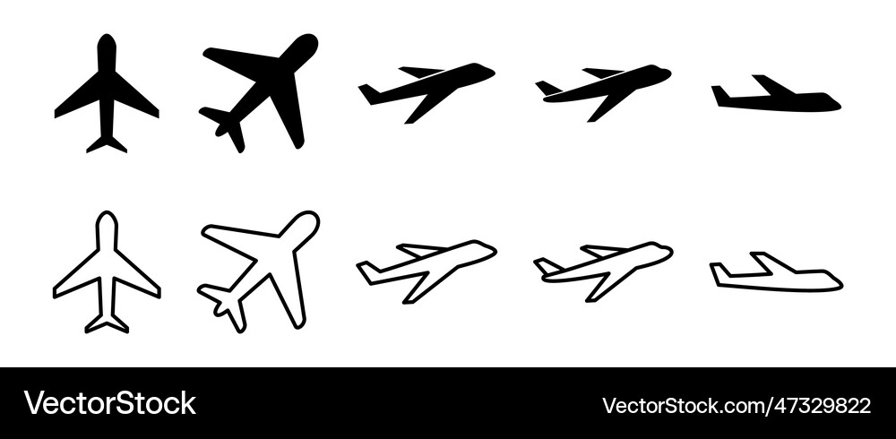 Plane icon set airplane icon flight transport Vector Image