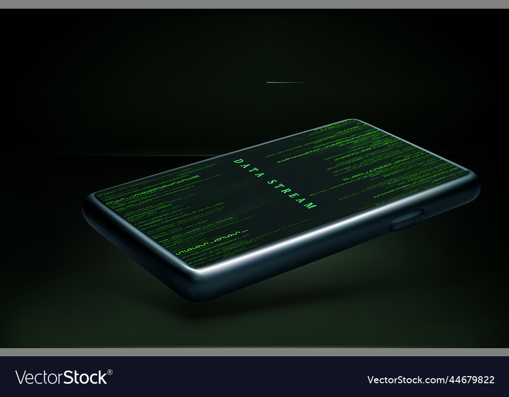 Random Binary Data Stream On Mobile Phone Screen Vector Image