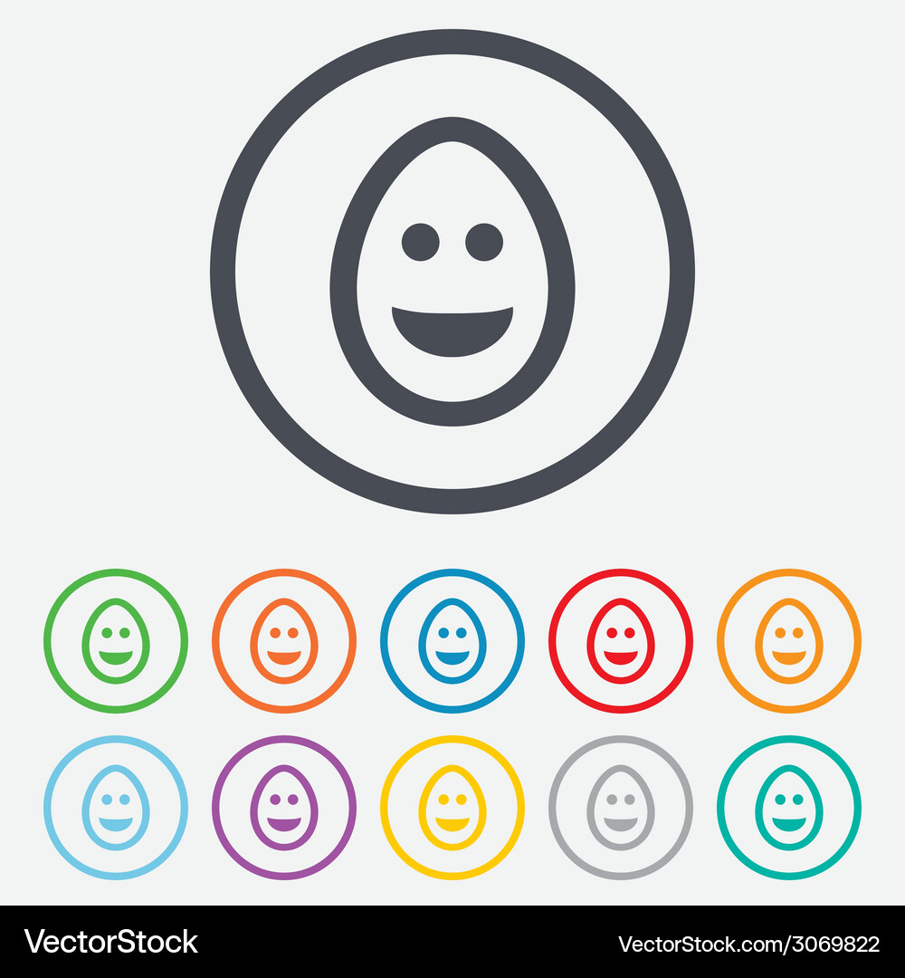 Smile egg face sign icon Smiley symbol Royalty Free Vector