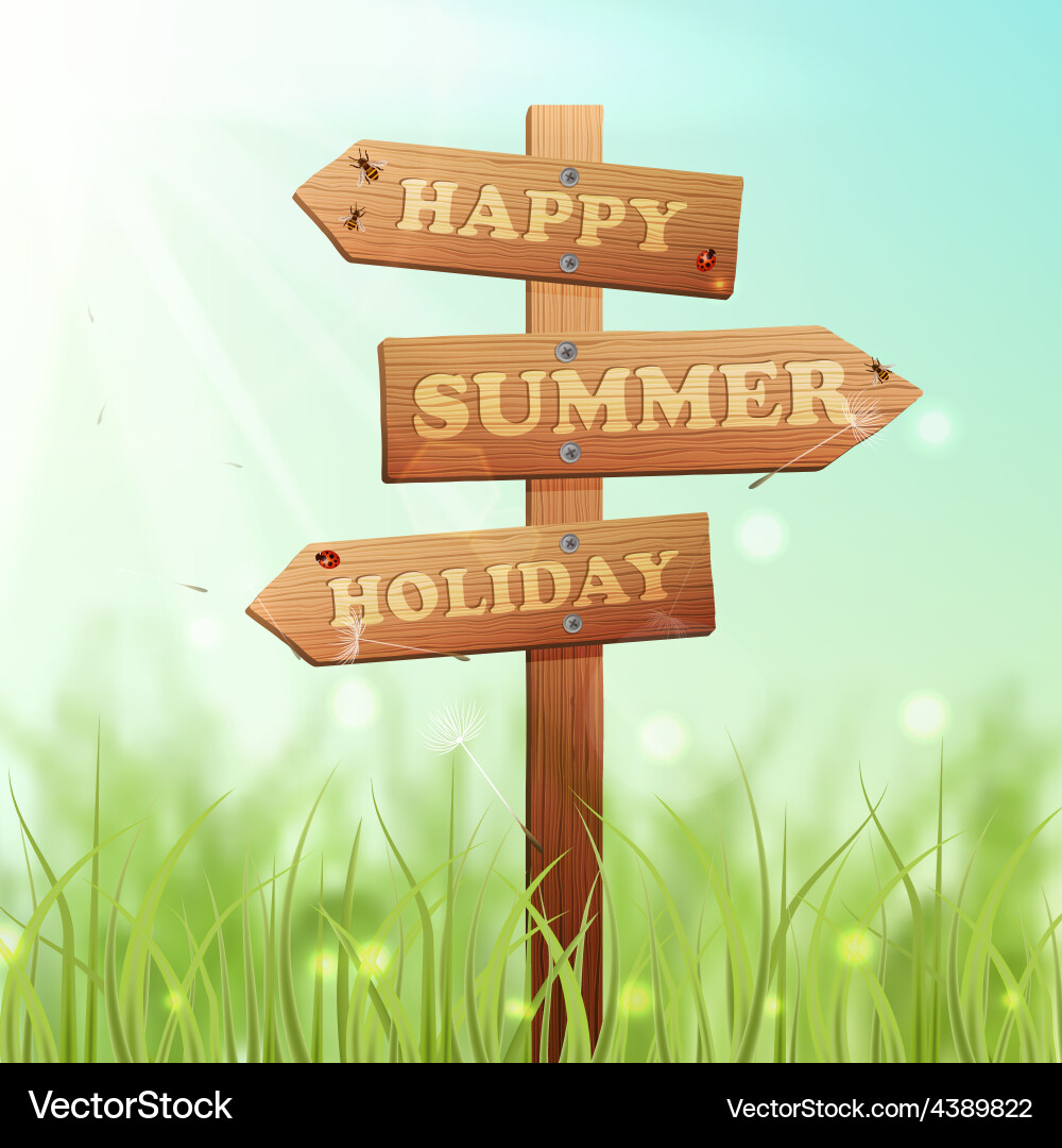 Wooden Sign Summer Royalty Free Vector Image - VectorStock