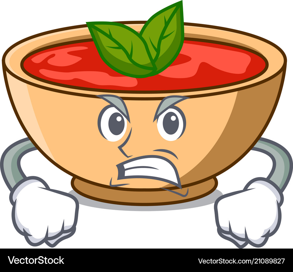 Angry tomato soup character cartoon Royalty Free Vector