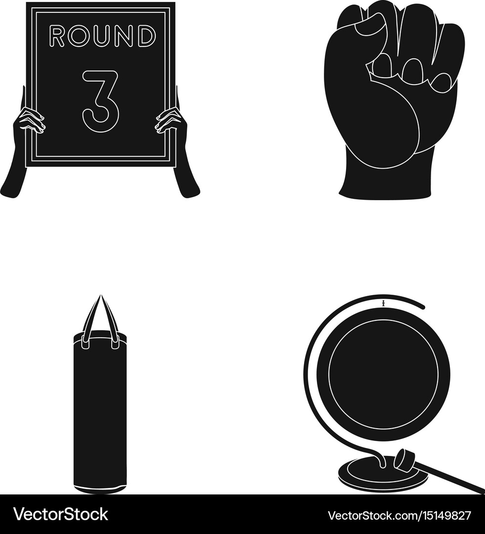 Boxing sport round hand set collection Royalty Free Vector