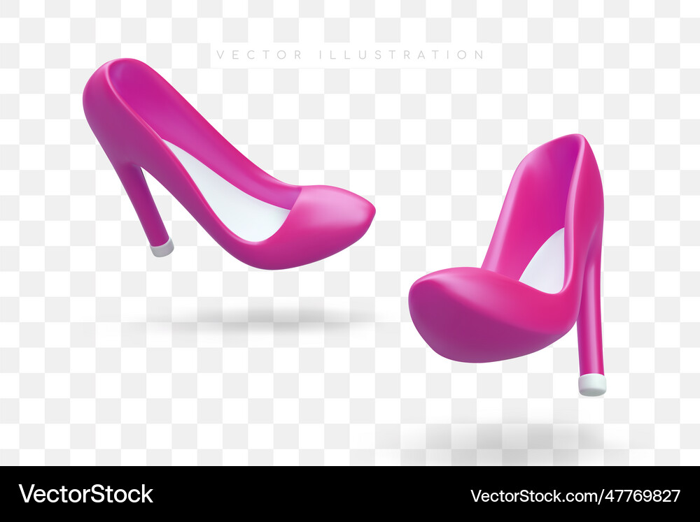 Bright pink high heels pumps realistic Royalty Free Vector