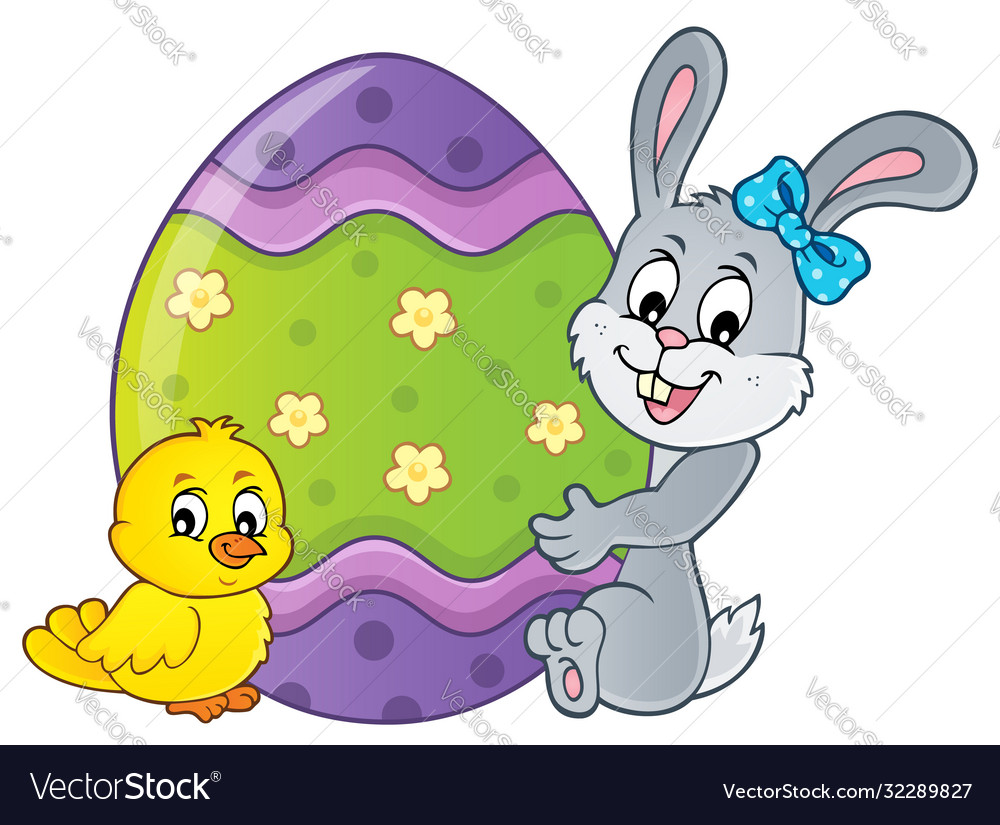 Bunny big easter egg topic 2 Royalty Free Vector Image