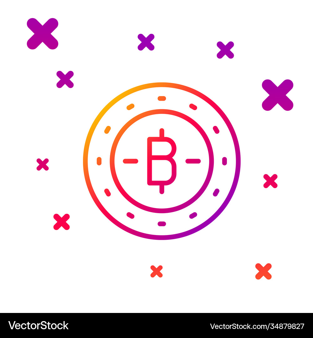 Color line cryptocurrency coin bitcoin icon Vector Image