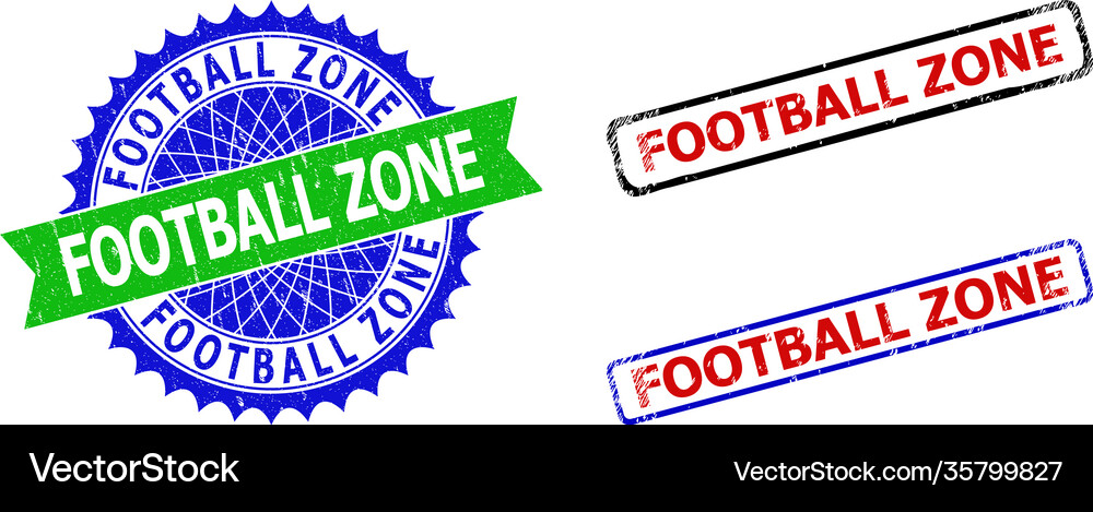 Football zone rosette and rectangle bicolor stamp Vector Image