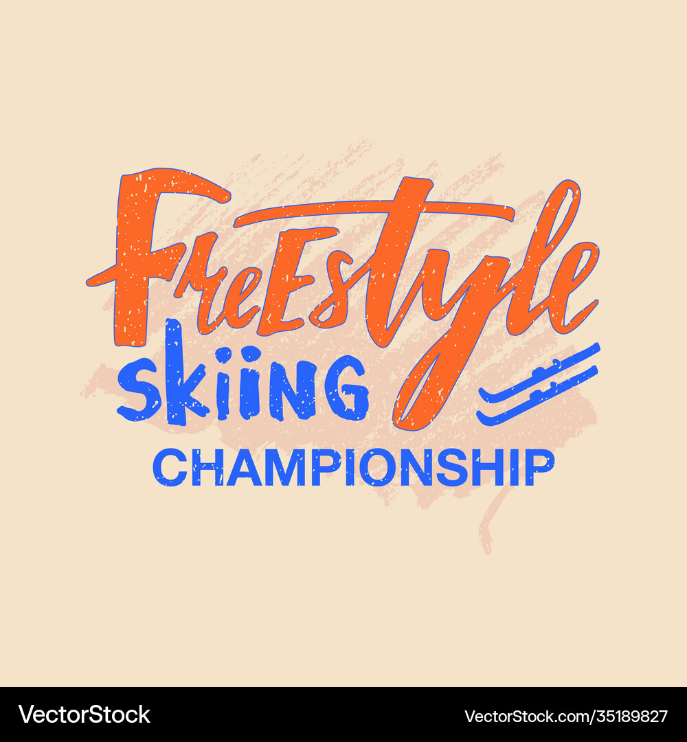 Freestyle skiing championship lettering Royalty Free Vector