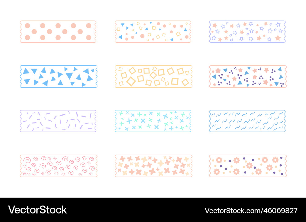 Geometric masking tape washi sticker strips Vector Image