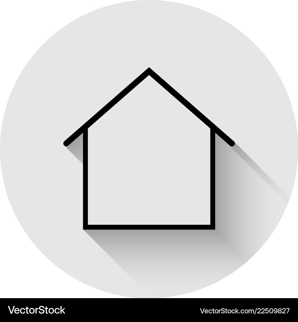 Home - icon house line with shadow in flat style Vector Image