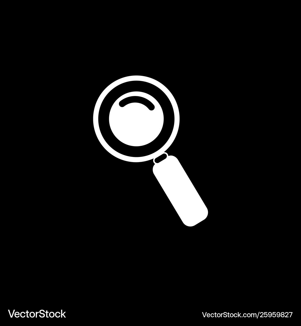 Magnifying glass icon on black background Vector Image