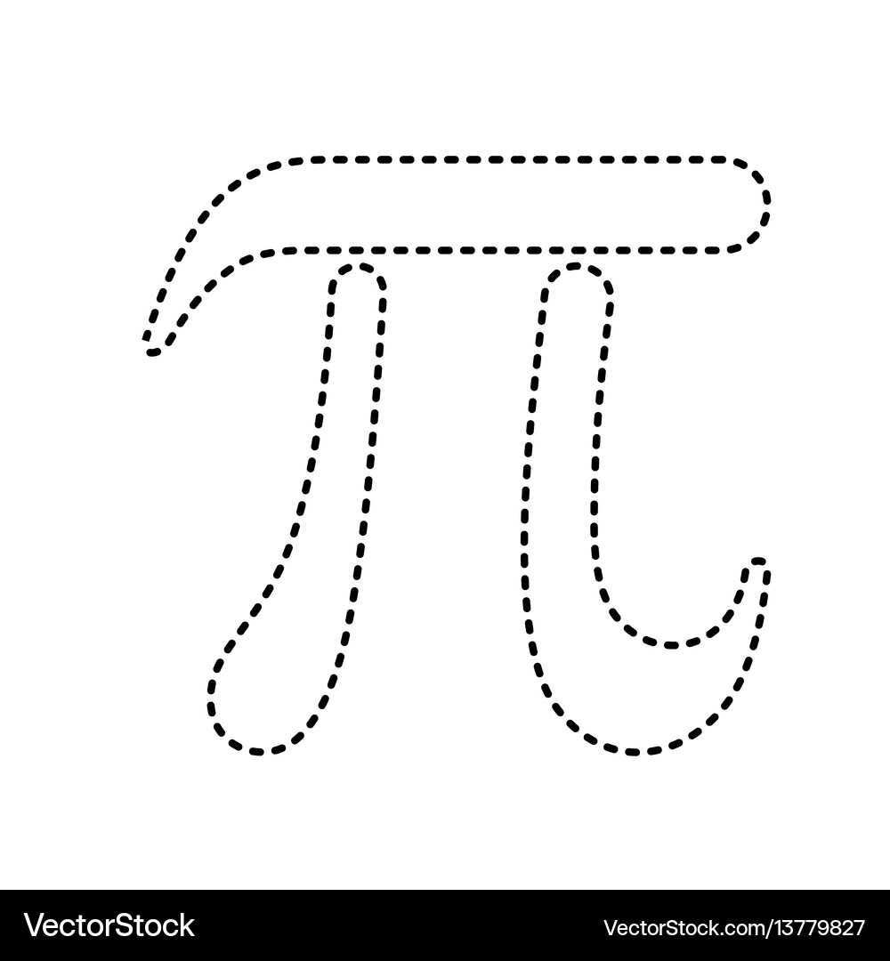 Pi greek letter sign black dashed icon Royalty Free Vector