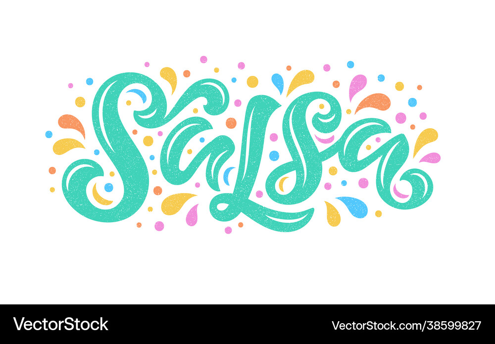 Salsa lettering in trendy colors Royalty Free Vector Image