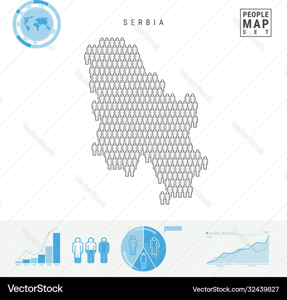Serbia people icon map stylized silhouette Vector Image
