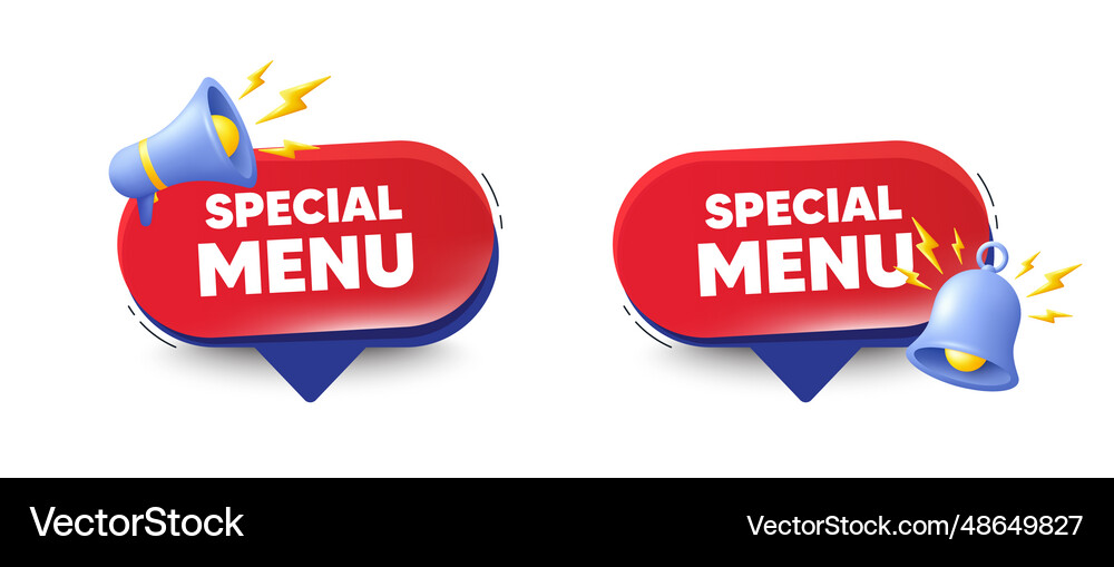 Special menu tag kitchen food offer red speech Vector Image