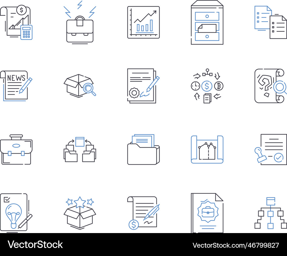 Transactions records line icons collection Vector Image