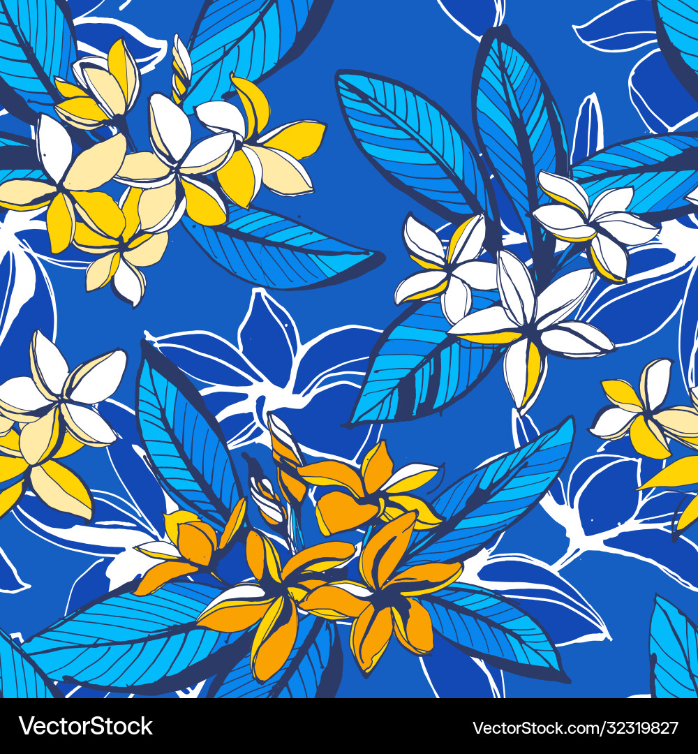 Tropical floral summer seamless pattern Royalty Free Vector