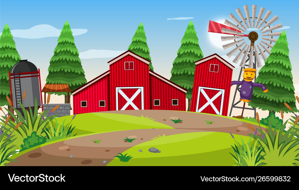 An outdoor scene with farm Royalty Free Vector Image