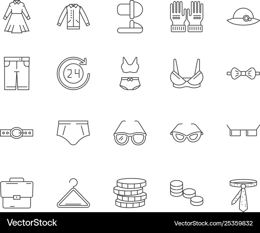 Apparel accessory stores line icons signs Vector Image