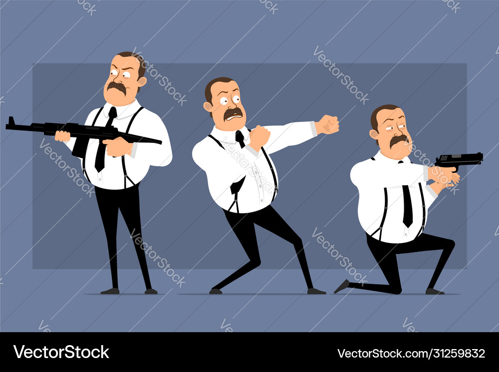 Cartoon funny fat office man character set Vector Image