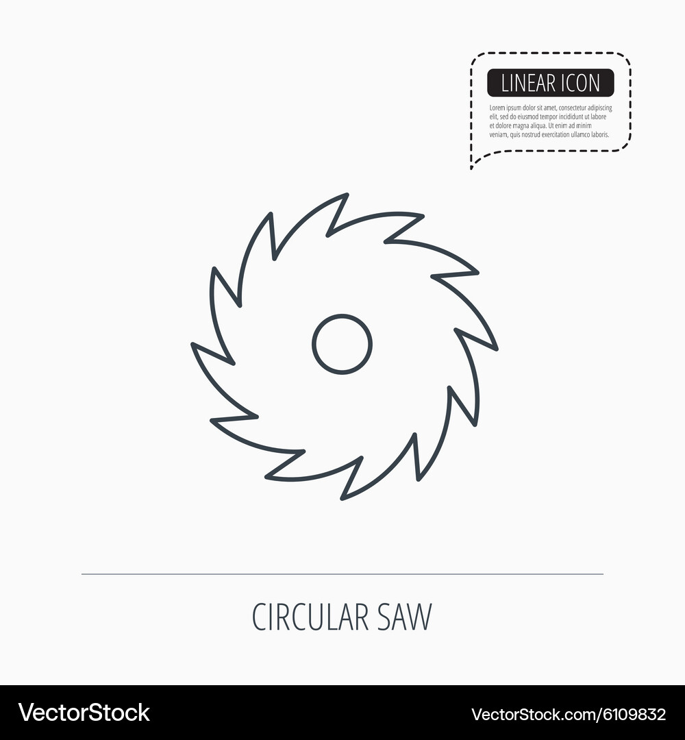 Circular saw icon cutting disk sign Royalty Free Vector
