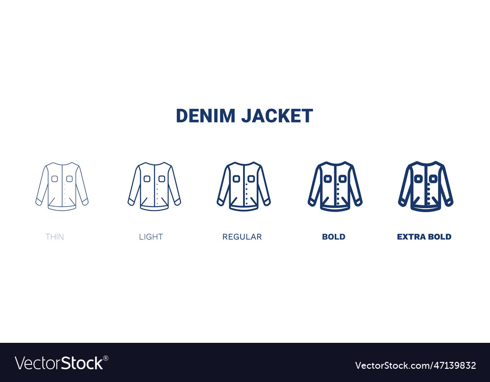 Denim jacket icon thin light regular bold black Vector Image