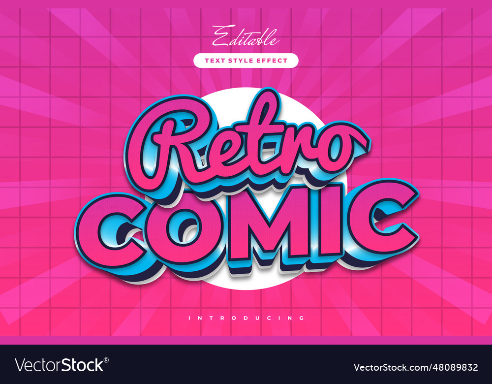 Editable text effect with retro comic style Vector Image