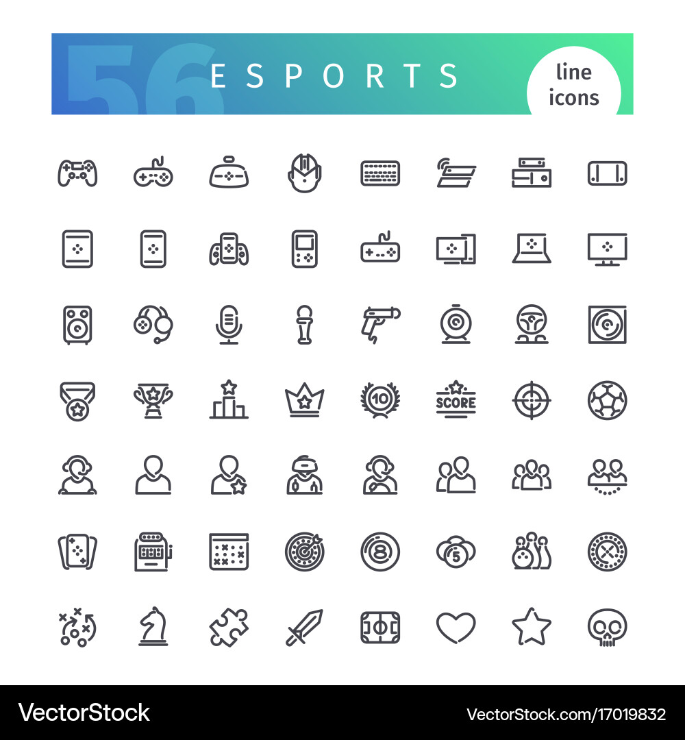 Esports line icons set Royalty Free Vector Image