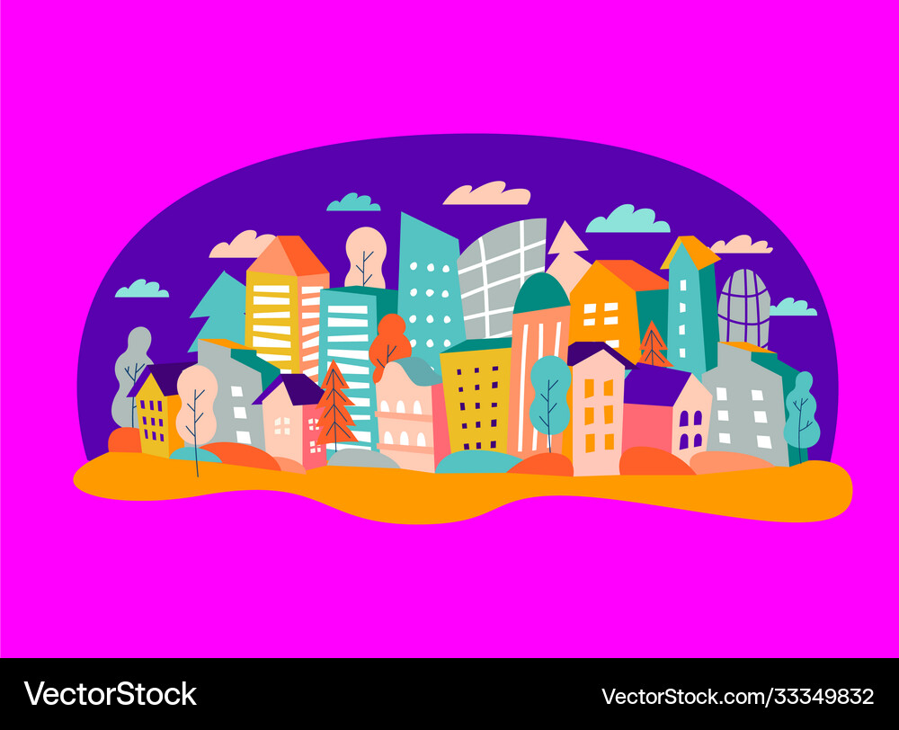 Giant cityscape composition with house high-rise Vector Image