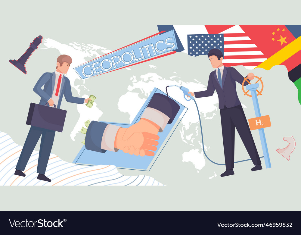 Global geopolitics flat collage Royalty Free Vector Image