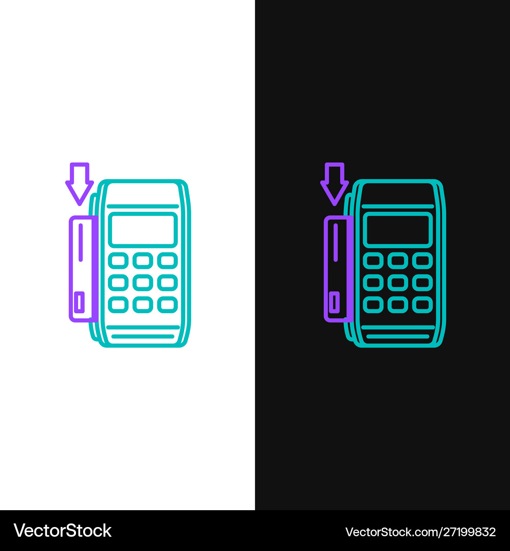 Green and purple line pos terminal with inserted Vector Image