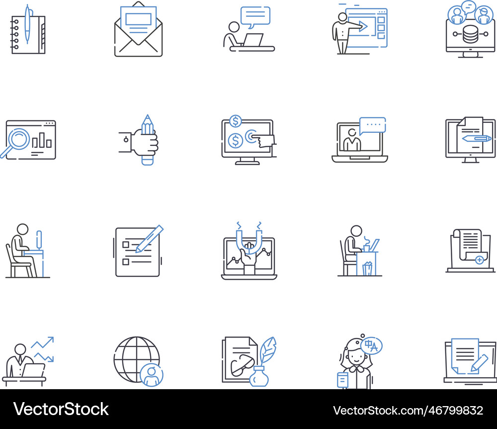 Independent contractor line icons collection Vector Image