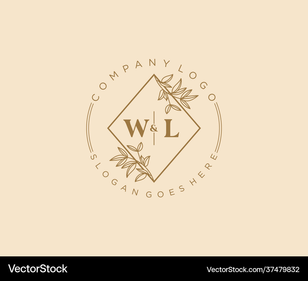 Initial wl letters beautiful floral feminine Vector Image