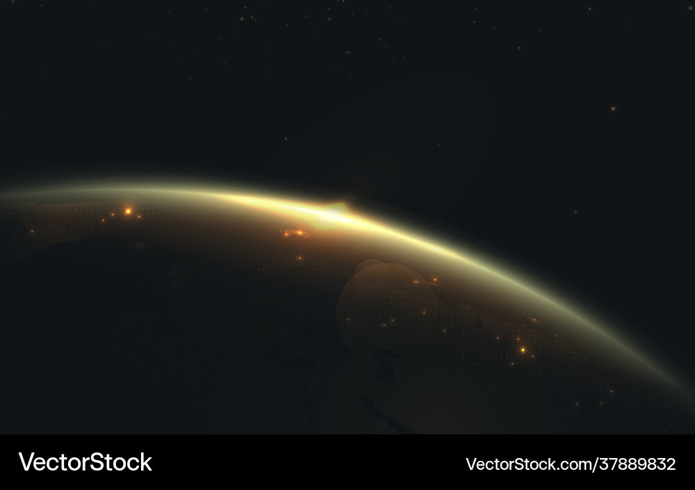 Planet earth in space with glitter light gold Vector Image