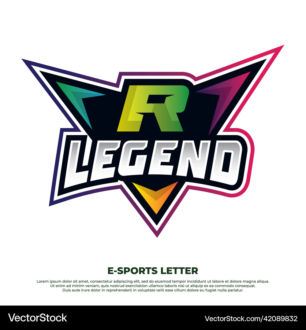 R initial letter esport logo design gaming Vector Image