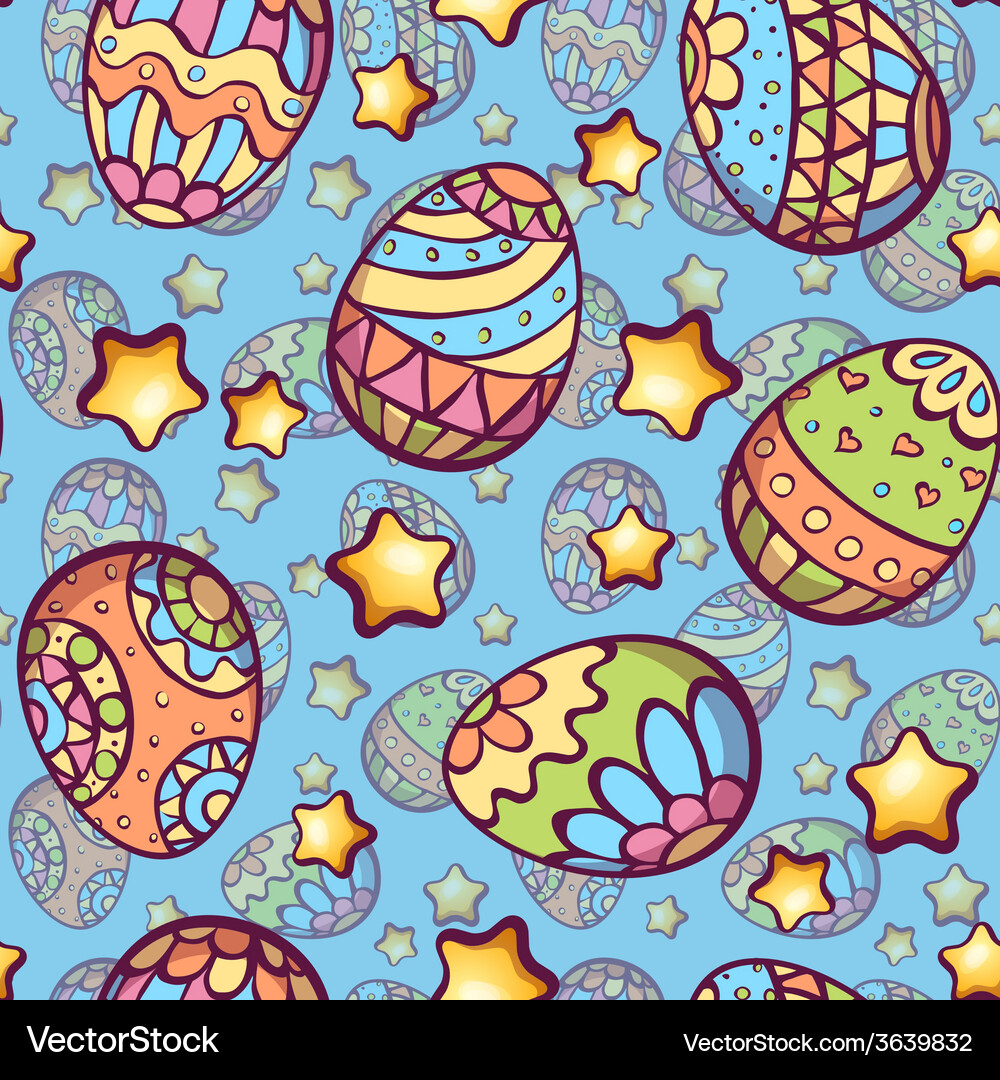 Seamless pattern of cartoon color eggs Royalty Free Vector