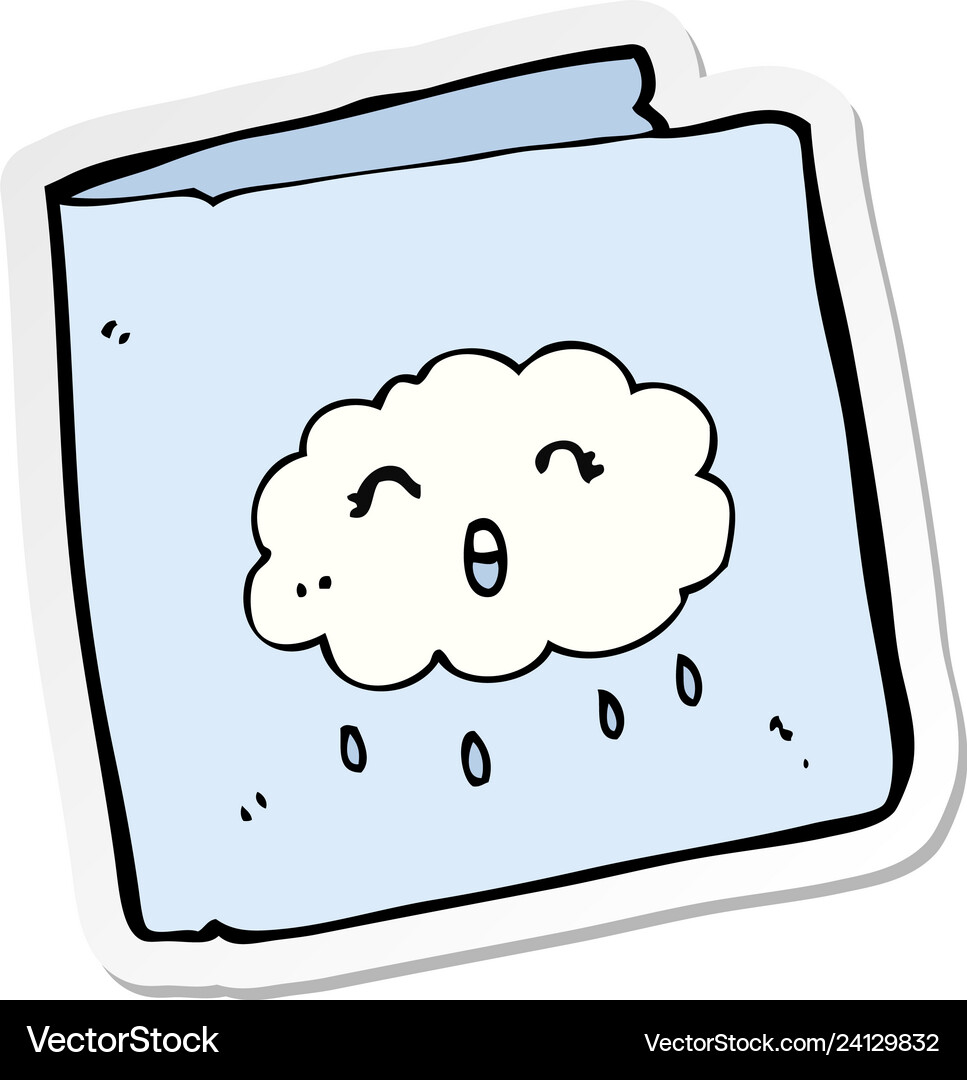Sticker of a cartoon card with cloud pattern Vector Image