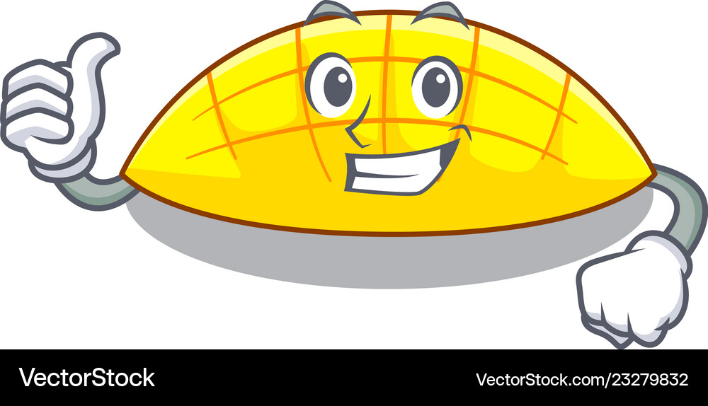 Thumbs up mango slices on over cartoon Royalty Free Vector