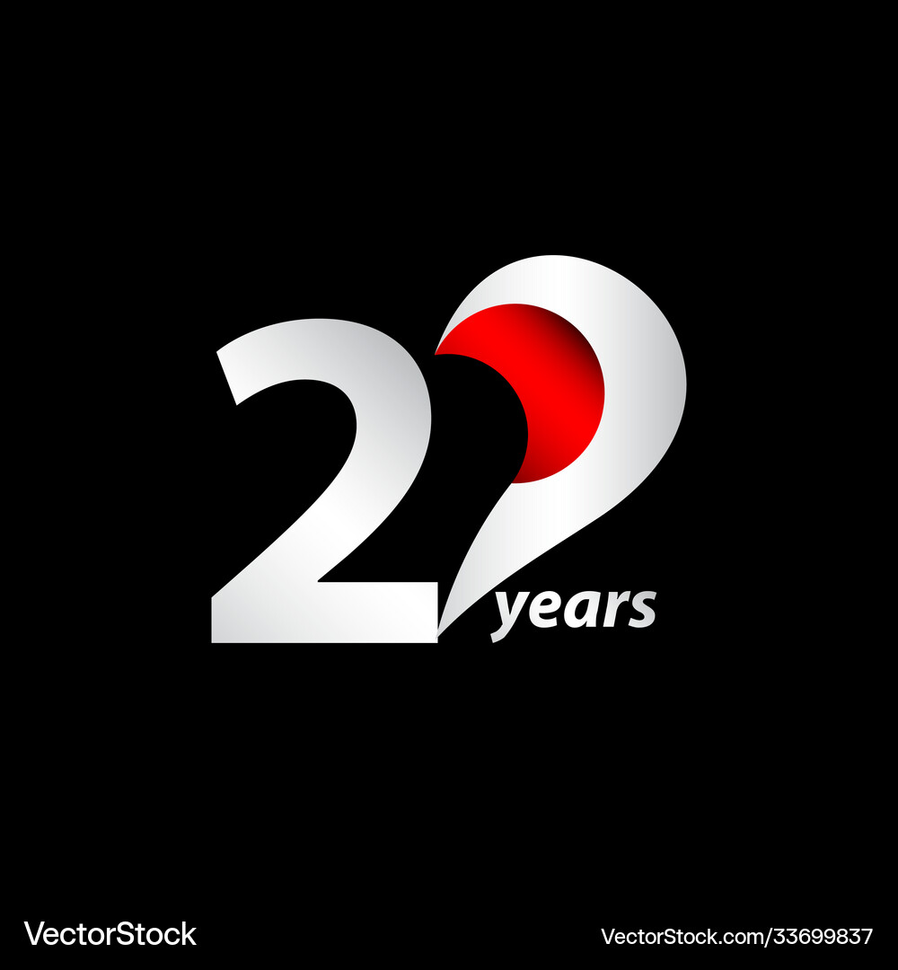 20 years anniversary celebration white and red Vector Image