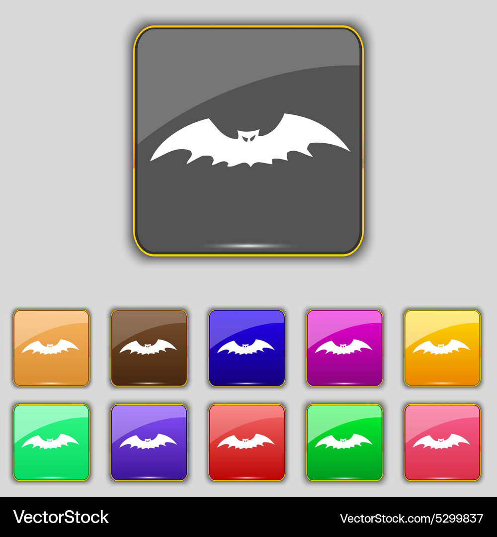 Bat icon sign set with eleven colored buttons Vector Image