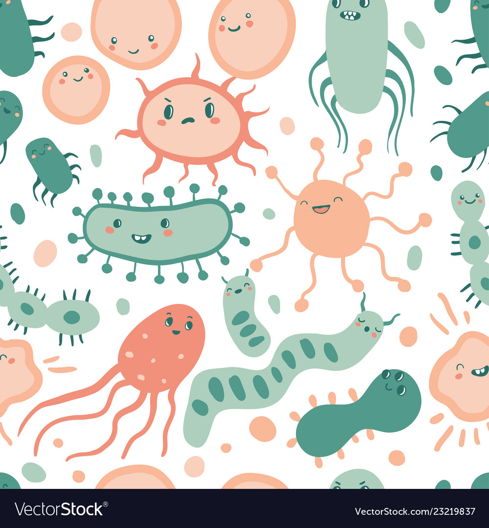 Cute Germ Characters Pattern Royalty Free Vector Image