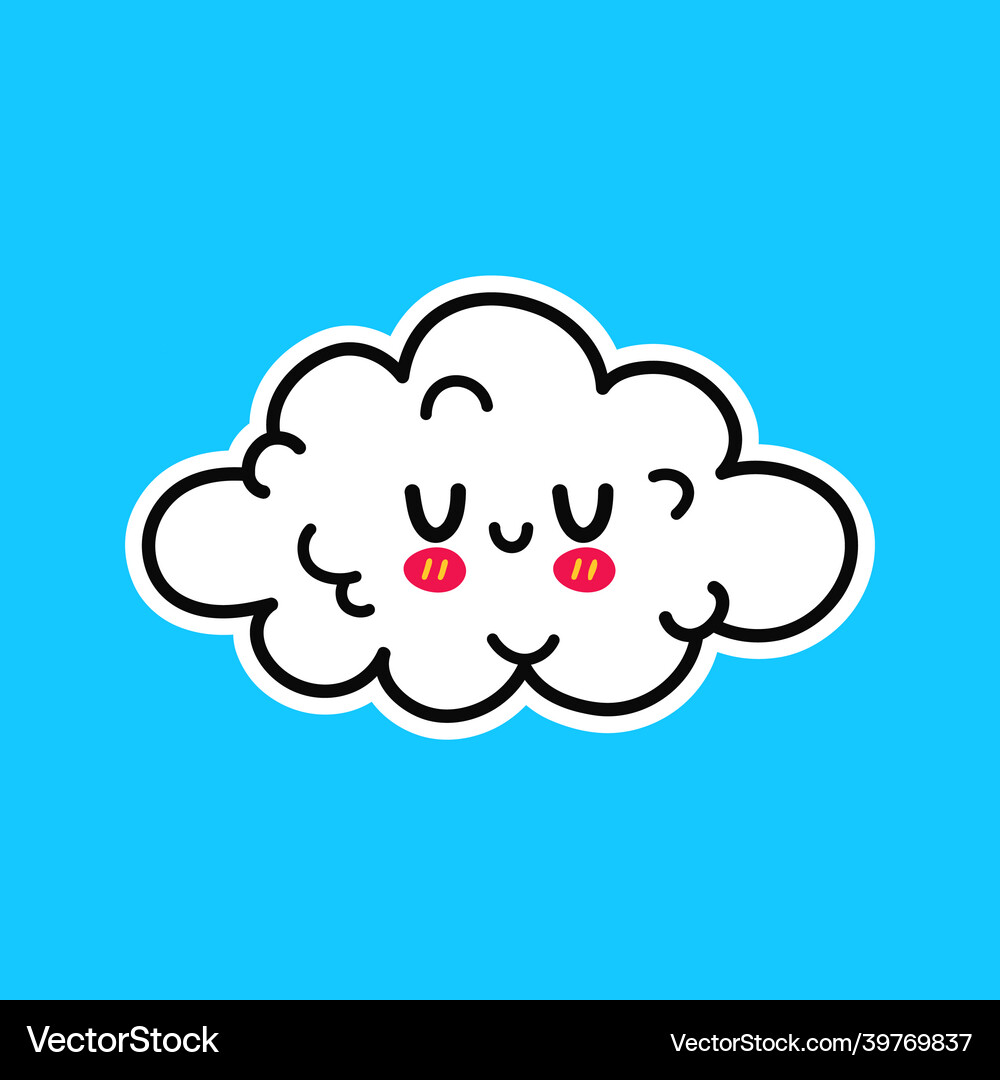 Cute happy funny cloud hand drawn cartoon Vector Image